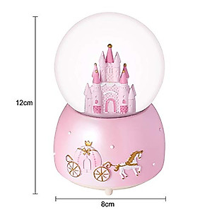 Musical Castle Snow Globes Gift Glittering Snow House Music Boxes Automatic Snowfall Rotating Crystal Balls with Color Changing LED Lights for Girls Women Christmas Birthday