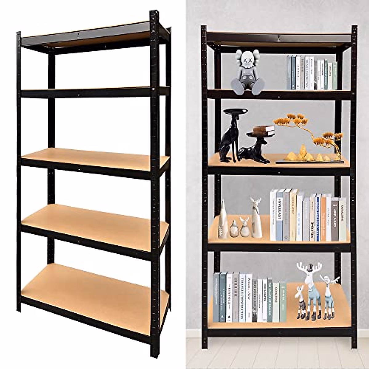 AUTOFU Boltless Metal Shelves for Workshop/Shed/Garage/Kitchen/Office/Warehouse/Basement, 5 Tier Storage Shelving Unit Freestanding Storage Racking 59x28x12inch(H*W*D)