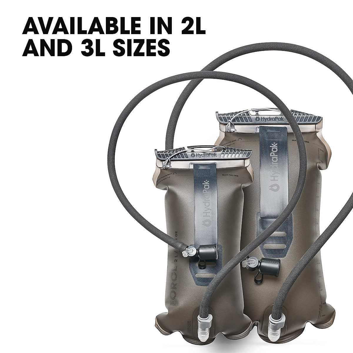 Hydrapak Force Ultra-Durable Water Bladder/Reservoir for Hydration Backpacks, 2-Liter (66 oz.), Insulated Tube, Safe & Reliable, Grey (A522), Mammoth Grey