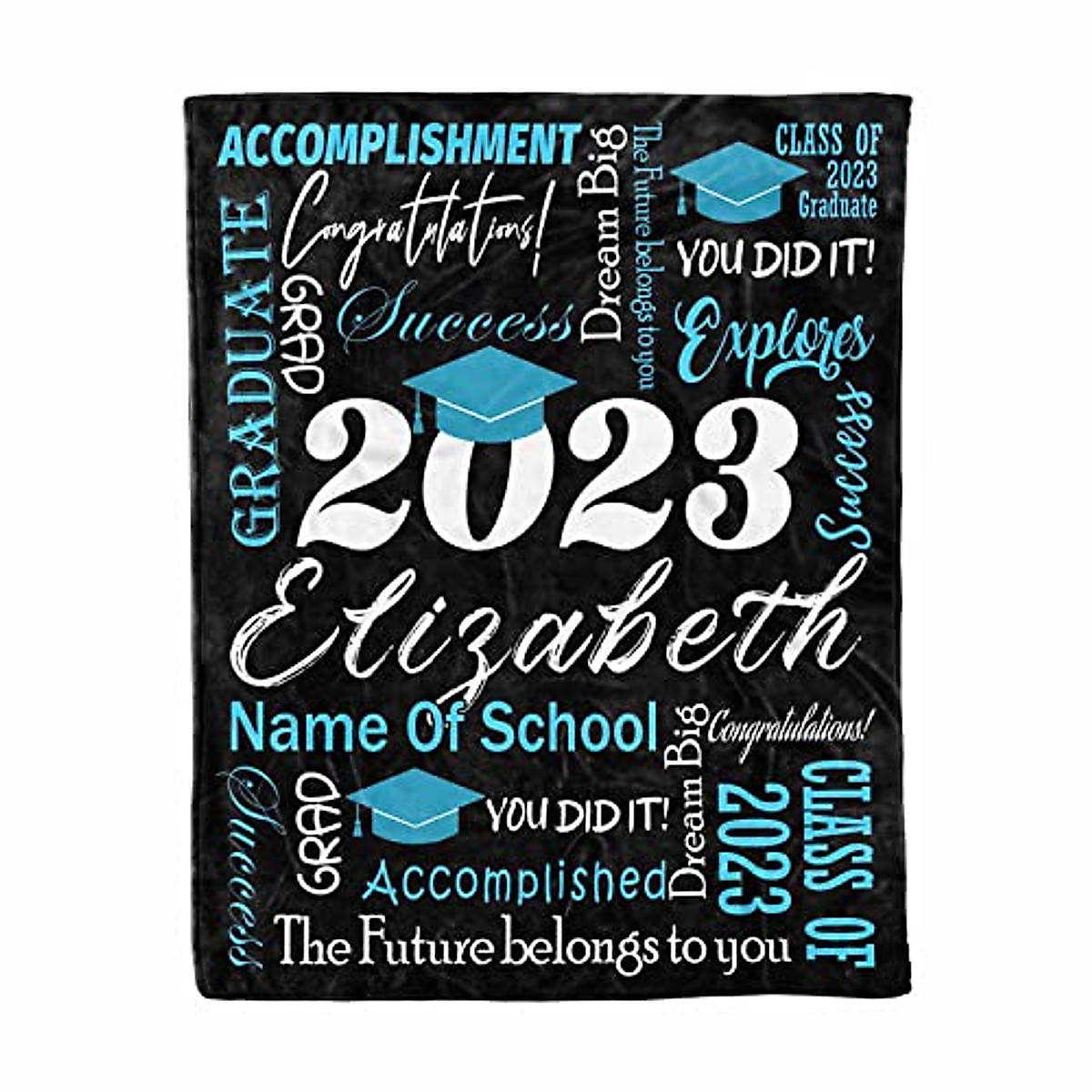 InterestPrint Personalized Graduation Blanket, Custom Graduation Gift for Him Her, College Graduate, High School Class of 2023 for Graduating