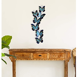T.I. Design Blue Butterflies Contemporary Metal Wall Decor