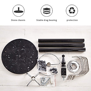 WDZCZDoo 67" Metal Coat Rack Stand with Natural Marble Base, Free Standing Hall Tree with 16 Hooks for Hanging Scarf, Bag, Jacket, Home Entry-way Hat Hanger Organizer (Black)