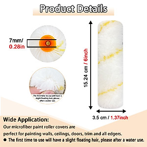 Hubaow 10 Pieces Paint Roller Cover, 6 inch Microfiber Roller Covers, Washable Covers for Roller Frame, House Painting Supplies, Naps for Paint Roller Brush for Painting Walls Ceilings