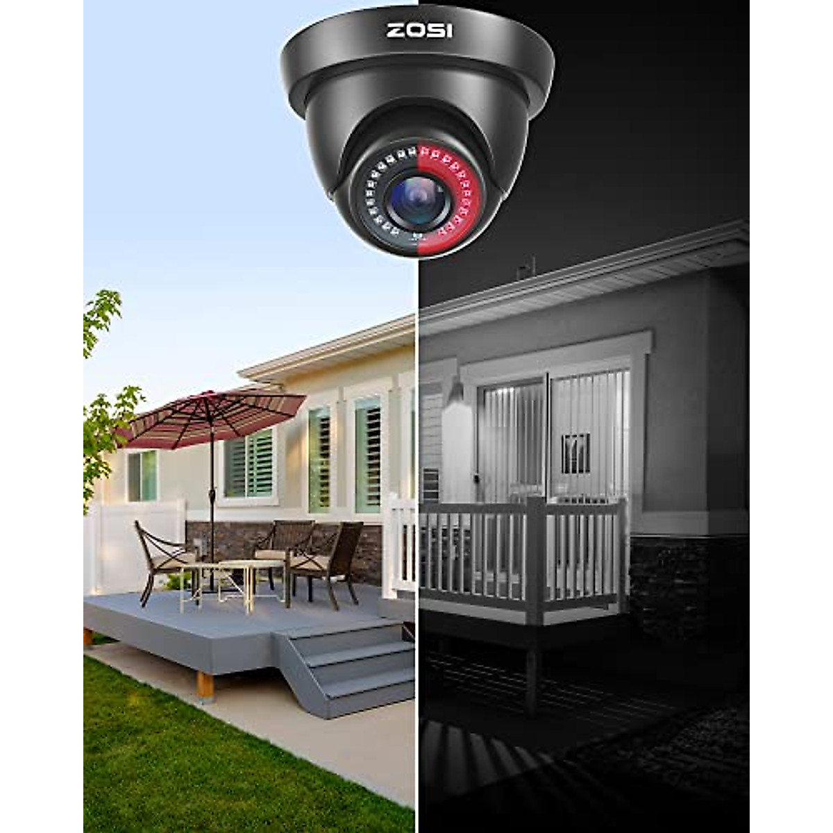 ZOSI 2.0MP HD 1080p 1920TVL Security Camera, 4-in-1 HD TVI/CVI/AHD/CVBS CCTV Camera,80ft Night Vision,Indoor Outdoor,Aluminum Housing for 960H,720P,1080P,5MP,4K Analog Home Surveillance DVR System