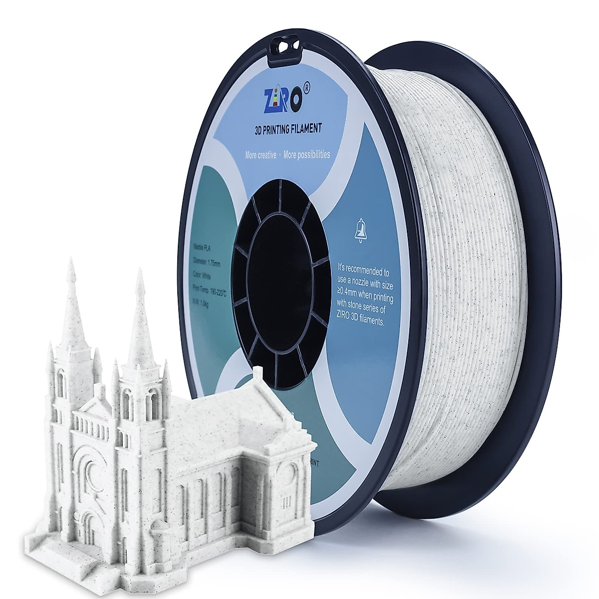 ZIRO PLA Marble Filament 1.75mm,3D Printer Filament PLA 1.75mm Marble Color 1KG(2.2lbs),Marble