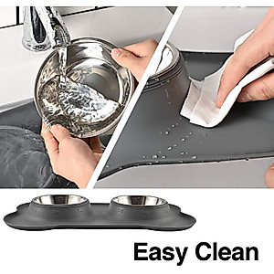 Juqiboom Dog Bowls 2 Stainless Steel Bowl for Pet Water and Food Feeder with Non Spill Skid Resistant Silicone Mat for Pets Puppy Small Medium Cats Dogs