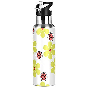 xigua Ladybug Water Bottle Double Walled Stainless Steel Leak Proof Thermo Flask for Sports Gym Cycling Outdoor,20 oz.