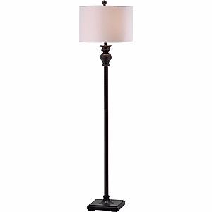 SAFAVIEH Lighting Collection Alphie Rustic Farmhouse Ebony 61-inch Living Room Bedroom Home Office Standing Floor Lamp (LED Bulb Included)