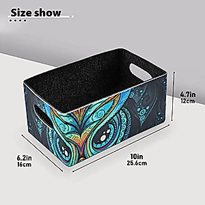 Owl Tribal Ornament Storage Basket Felt Storage Bin Collapsible Toy Bins Decorative Baskets Organizer for Kids Bedroom Magazine