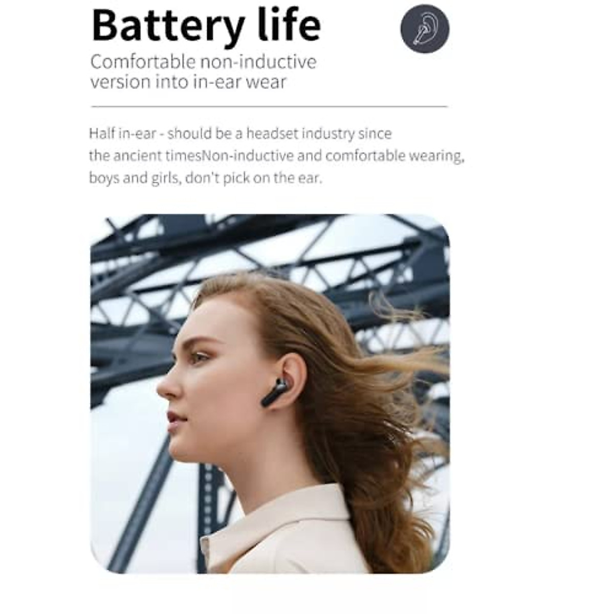 Wireless Earbuds, Bluetooth Ear Buds HiFi Stereo Sound Deep Bass Headphones with LED Charging Case for T-Mobile REVVL 6 Pro Touch Control, Noise Cancelling Mic, IPX7 Waterproof Earphones