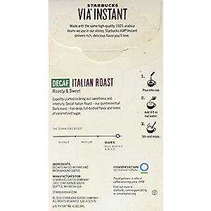 Starbucks Coffee 12-servings Extra Bold Decaffeinated Starbucks VIA Ready Brew Decaf Italian Roast Coffee, Instant 39.6g.