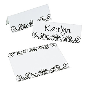 BLACK & WHITE DESIGN PLACECARDS (24PC) - Party Supplies - 24 Pieces