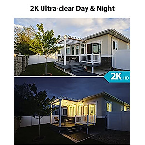 DEKCO Solar Security Camera Wireless Outdoor, 2K Night Vision with Spotlight, Pan Tilt 360° View, 2.4Ghz WiFi, 2-Way Talk, Human Detection, Cloud/SD Video Surveillance DC9E