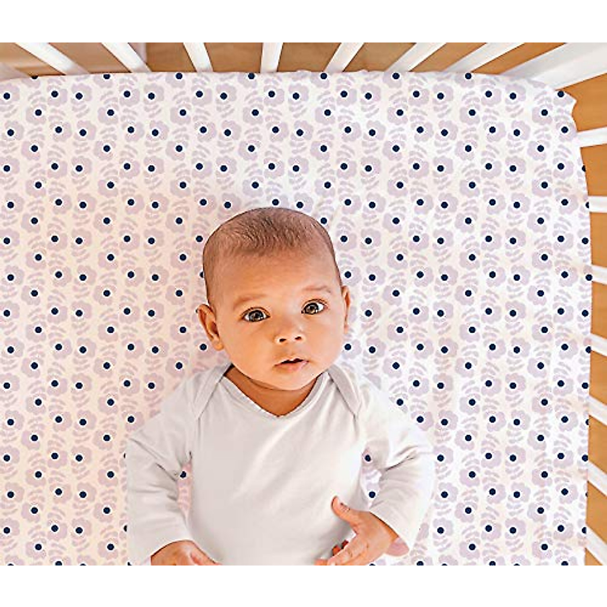 The Peanutshell Crib Sheet Set for Baby Girls - 2 Pack Set - Purple Butterfly & Purple Ditsy Floral