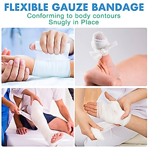 LotFancy Gauze Bandage Roll, 48-Count Gauze Wrap, 4" x 4 Yards Stretched, Conforming Gauze Rolls, Medical Wound Care Supplies for First Aid