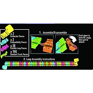 Mindscope Twister Tracks Trax 360 Loop 13' (feet) of Neon Glow in The Dark Track with One LED Light-Up Race Series Car