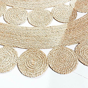 THE PIKKU INTERNATIONAL - Rug Round Jute Hand Woven Circle Design Area Rug Natural Beige Carpet (11 X 11 Feet)