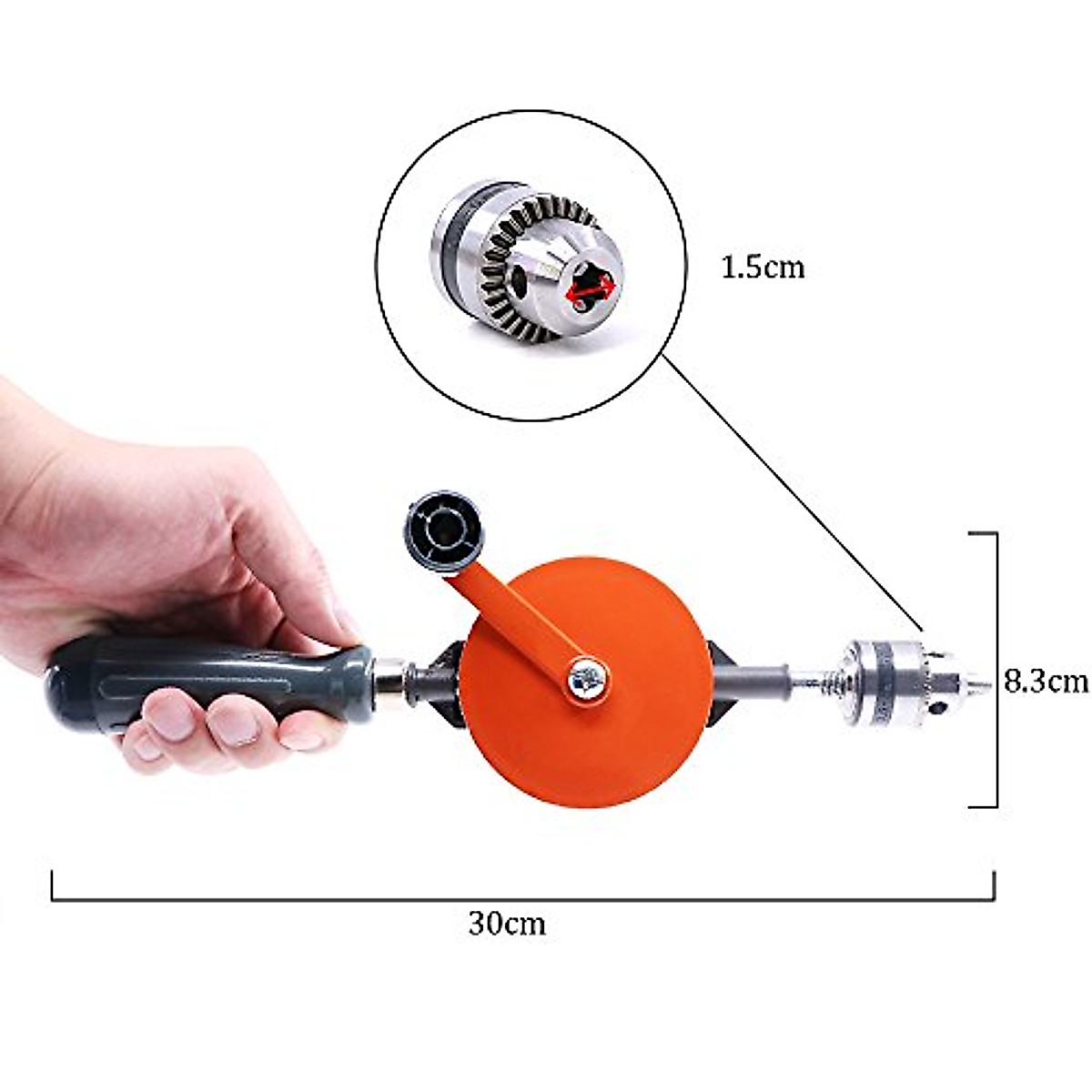 Swpeet Powerful Speedy Hand Drill 1/4-Inch Capacity with 13Pcs Drill Bit Set, Mini Hand Drill Manual ¼ inch with Finely Cast Steel Double Pinions Design, Chucks and Grip Handle for Woods, Plastics