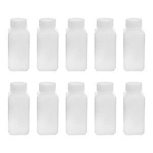 Othmro 10pcs 100ml/3.38oz Plastic Lab Chemical Reagent Bottles,10pcs 19.5mmx95mm(IDxH) Square Wide Mouth Liquid/Solid Sample Storage Container Sealing Bottles Translucent with Cap