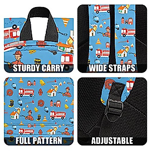 Fire Truck Backpack Durable Lightweight Fireman Print School Bag with Adjustable Strap, Classic Firefighter Backpack for Boy Teen, Casual Daypack Suitable for Travel/School/Library, Blue Fire Fighting