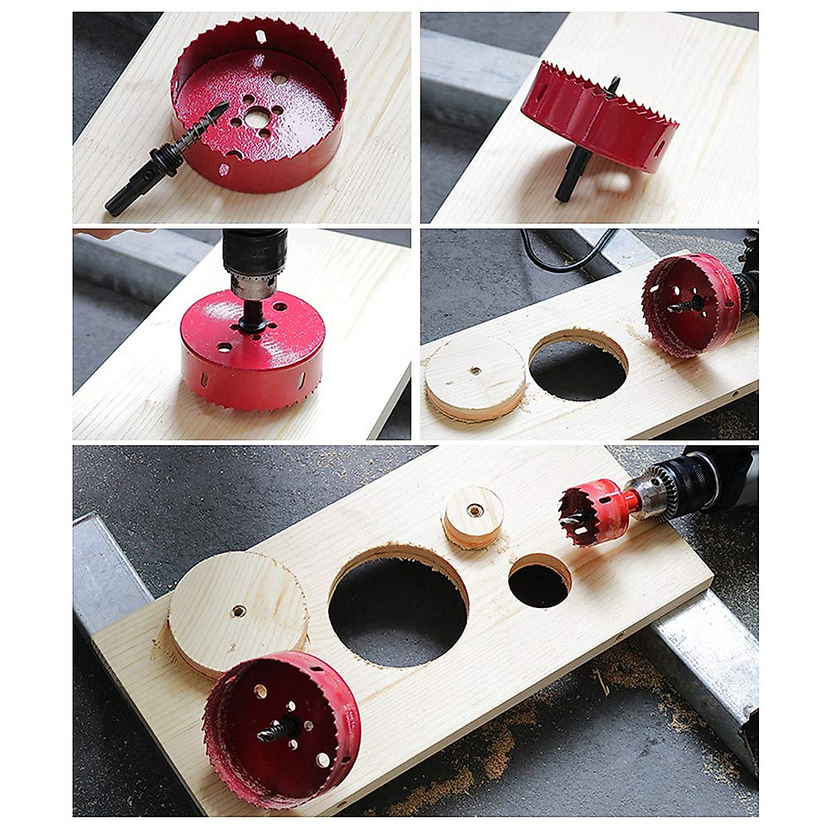 6 Inch Hole Saw for Cornhole Board Metal Plastic Fiberboard, 6 Inch (150mm) Hole Saws Heavy Duty Steel Design Great for Trim kit Making Cornhole Board (6 inch, Red)