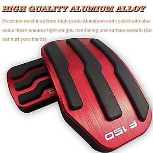 BOYOUS 2pcs No Drill Aluminum Pedal Covers Anti-Slip Brake and Gas Accelerator Pedal Pads for Ford F-150 2015 2016 2017 2018 2019 2020,Not Fit 2009-2014,2021 F150(Red)