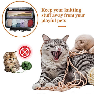 ProCase Knitting Bag with Inner Divider, Yarn Storage Organizer Crochet Tote Bags for Projects, Knitting Needles, Crochet Hooks and Other Knitting Supplies (No Accessories Included), Black