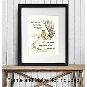 Winnie Pooh Wall Art - Kids Wall Art - Boys Room, Baby Nursery Decor - Girls Bedroom Decor - Wall Decor for Toddlers - Always Remember You Are Braver Than You Believe - A. A. Milne Poster 11x14 Gift