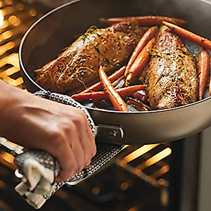 Anolon Advanced Hard Anodized Nonstick Deep Frying Pan/Skillet with Lid, 12 Inch, Aluminum, Bronze