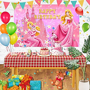 Princess Backdrop for Birthday Party Decorations, Princess Aurora Background for Baby Shower Party Cake Table Decorations Supplies, Sleeping Beauty Theme Banner, 5x3ft