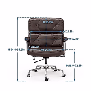 KXDTZ Leather Office ChairLobby Computer ChairHome Office Chair (Color : Black, Size : As Shown)