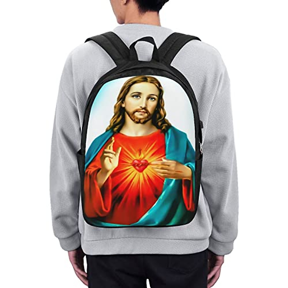CXXYJYJ Sacred Heart Of Jesus Travel Laptop Backpacks Business Durable Laptops Backpack With Usb Charging Port College School Computer Bag For Men Women Fits Notebook