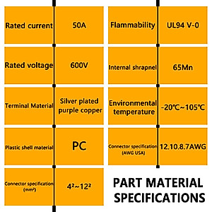 wedfish 4PCS 50A 6-10 Gauge Battery Quick Connecto/Disconnec Wire Harness Plug,Battery Cable Quick Connectors for 12V-36V Motor Winch Trailer or Other Electrical Device