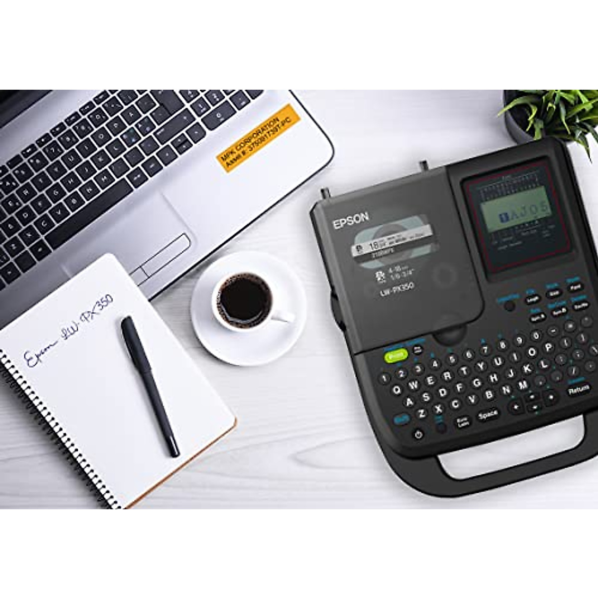 LABELWORKS Epson LW-PX350 Industrial Label Maker Kit for Home and Office - Complete Kit with Accessories - Shrink Tube, Sticker Labels, and Magnetic Tape Compatible, Portable Handheld Label Printer