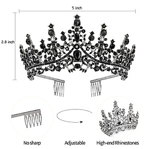Velscrun Black Crystal Birthday Queen Tiara Crown for Women Girls Birthday Queen Headband Sash Elegant Princess Crown with Combs Hair Accessories Happy Birthday Party Decorations Mom Birthday Gift