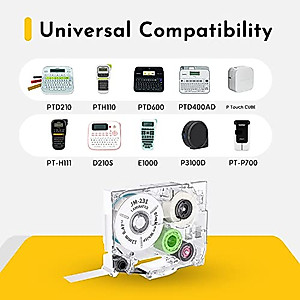 Label KINGDOM Label Tape JM-231 Compatible for Brother P Touch Label Tape PT-D210 PT-H110 and D210S P3100D E1000 Label Maker JM231 12mm 0.47 Laminated White, 5 Pack