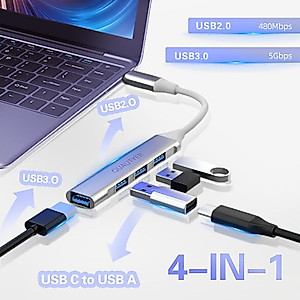 USB-c Hub, USB 3.0 hub QUAUTYER 4 in 1 USB Port Extender USB Splitter for Laptop, USB hub for MacBook Pro/Air and More Devices
