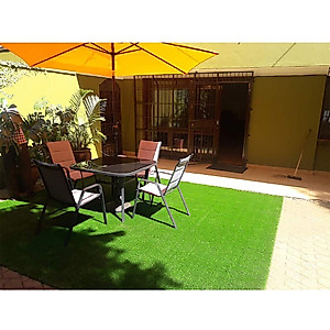 0.7 inch Green Artificial Grass 4FTX6FT, Fake Faux Grass Turf Mat, Indoor Outdoor Garden Dogs Pet Synthetic Grass Carpet Doormat, Rubber Backed with Drainage Holes