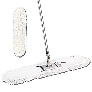 Eyliden 36" Professional Industrial Dust Mop, Commercial Cotton Dust Mops Broom, Telescopic Handle Residential Commercial Floor Cleaning Tools for Home Mall Hotel Office Garage Dust Mop (Brown, 36")