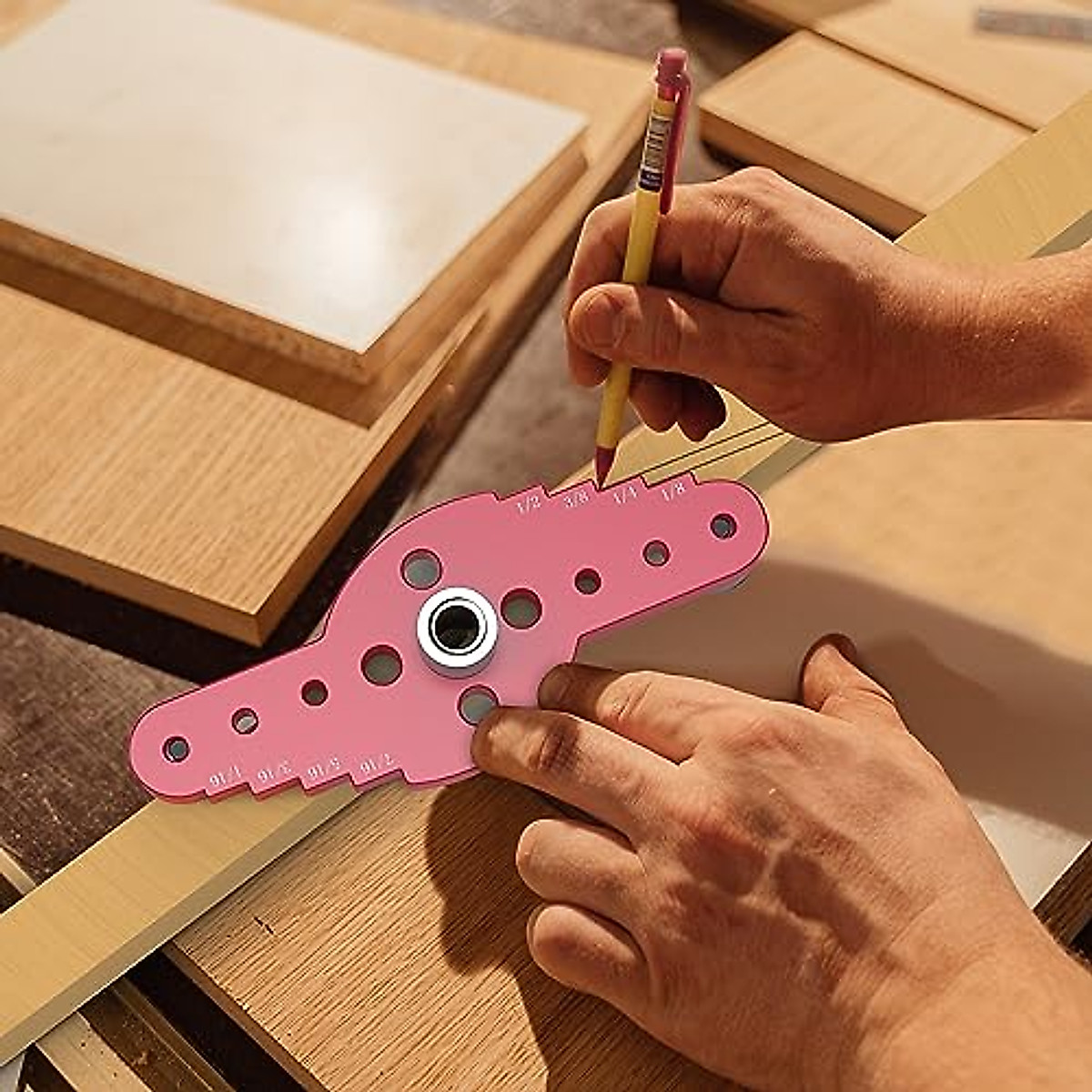 Preciva Self Centering Dowel Jig Kit, Drill Guide for Straight Holes Woodworking Tools with Drill Bit Set 1/4", 5/16", 3/8" and Drill Bit Stop Collar Set, Drill Jig for Hand Tools