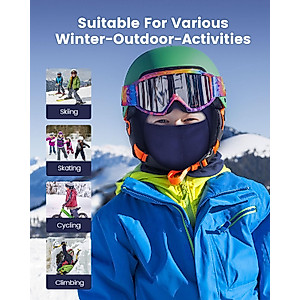 Aegend Kids Balaclava Windproof Ski Face Warmer for Cold Weather Winter Sports Skiing, Running, Cycling, 1 Piece, 4 Colors Blue