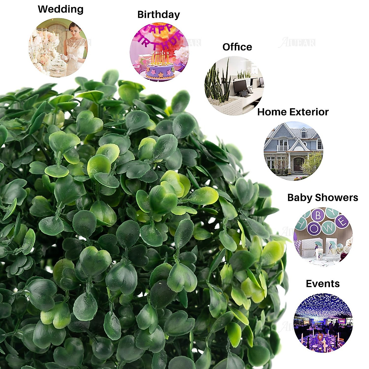 AUEAR, Artificial Boxwood Topiary Plant Balls Decorative for Table Decoration Garden Wedding Decor (7 Inch Diameter, 2 Pack)