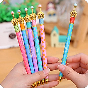 MOACC 12 Pack Cute Pens,Princess Crown Pens Lovely Funny Korean Style Ball Point Pens Black Ink Creative Stationery for School Office Family Use,Gift