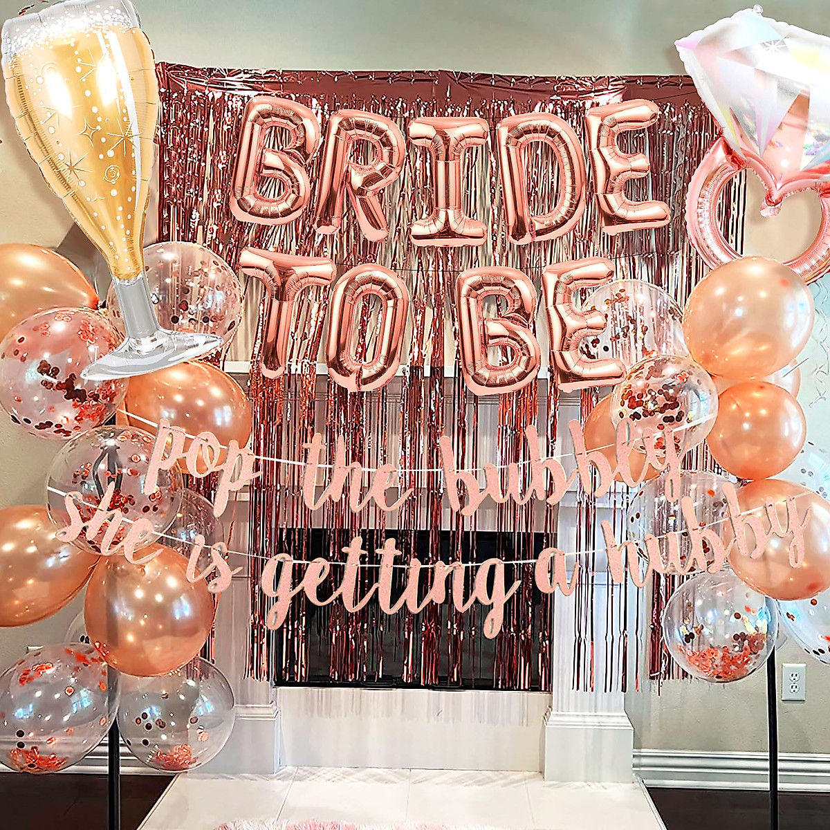 JeVenis Pop The Bubbly She's Getting a Hubby Banner Pop The Bubbly She's Getting A Hubby Bridal Shower Decorations Engagement Party Decorations Bride to Be Decorations