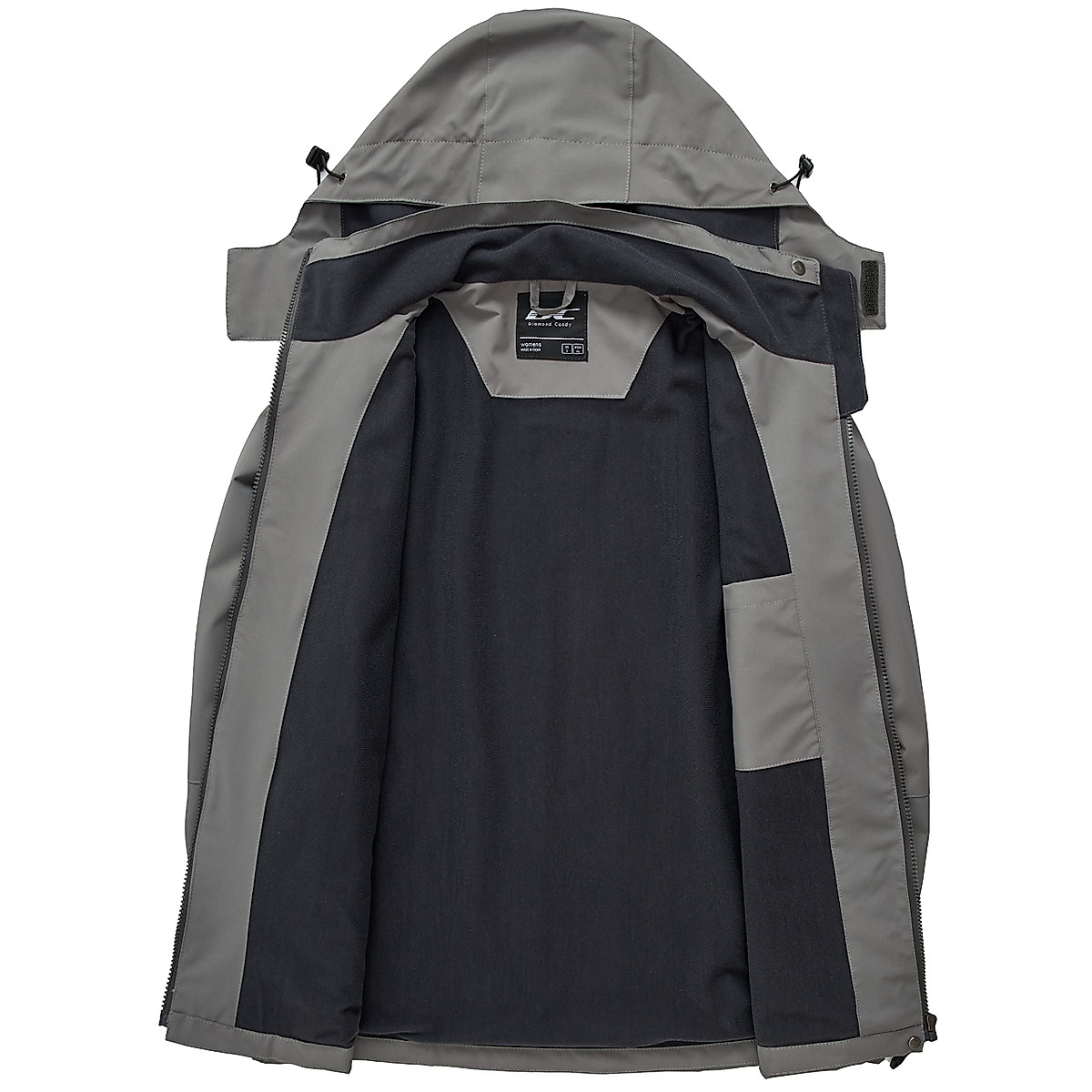 Diamond Candy Women's Waterproof Rain Jacket with Hood Lightweight Outdoors Raincoat Grey
