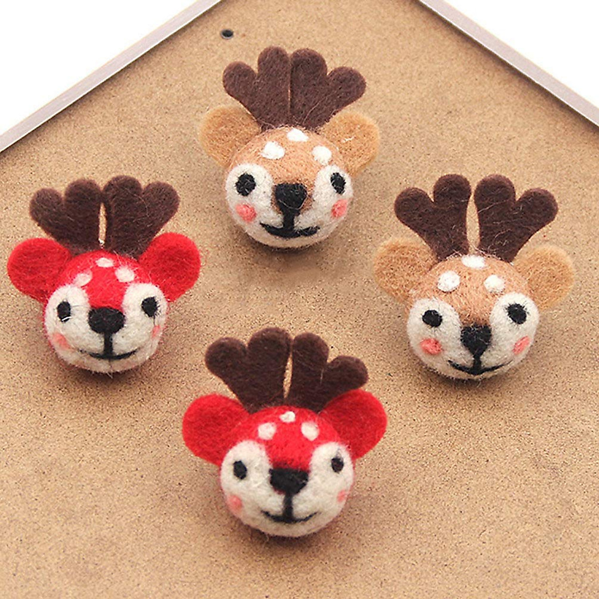 NUOBESTY 3Pcs Deer head brooch accessory Kid Xmas Clothes Pin Christmas DIY Ornaments Felt Christmas Deers Girl Christmas Present Xmas Scarf Pin Miss wool felt antlers birthday present