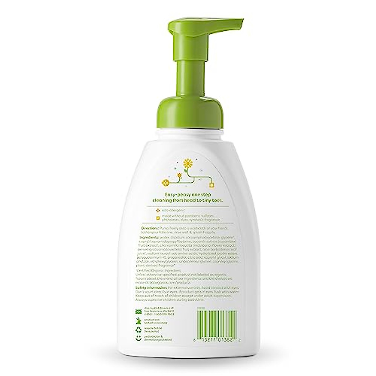 Babyganics Baby Shampoo + Body Wash Pump Bottle, Chamomile Verbena, Non-Allergenic and Tear-Free, 16 Fl Oz (Pack of 3), Packaging May Vary