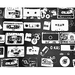 Yifely Black White Drawer Covering Paper Retro Cassette Shelf Liner Countertop Door Sticker 17.7inch by 9.8 Feet