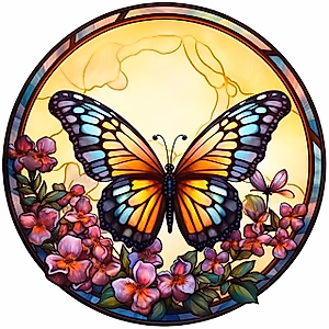 Euibziy Diamond Painting Kits for Adults Butterfly Stained Glass Diamond Art Kits for Kids Beginner DIY 5D Full Drill Crystal Rhinestone Arts and Crafts Gem ArDots Home Wall Decor 12x12 inch