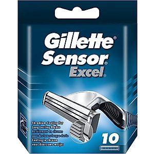 Gillette Sensor Excel Shaving Cartridges for Men Quantity: 10 (Packaging May Vary)